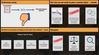 Investigating Severity Thresholds for Test Smells | PPT