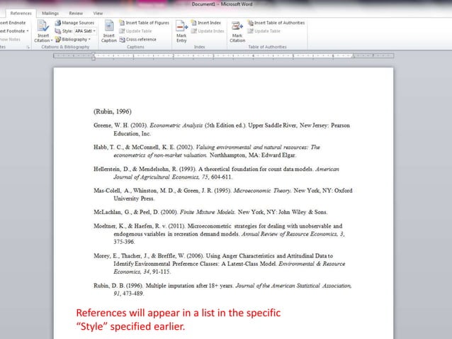 Tips for building reference pages using MS Word | PPT