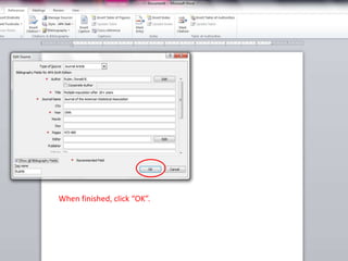 Tips for building reference pages using MS Word | PPTX