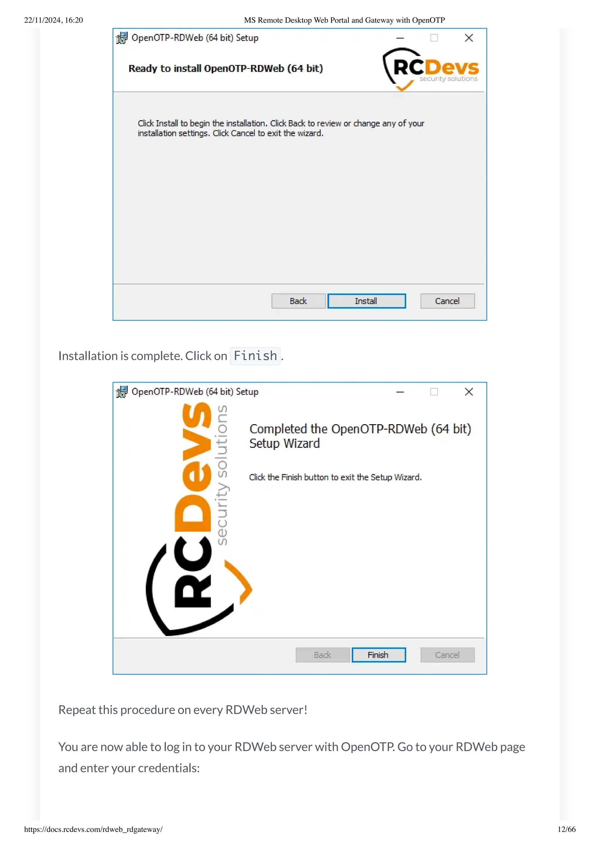 MS Remote Desktop Web Portal and Gateway With OpenOTP | PDF