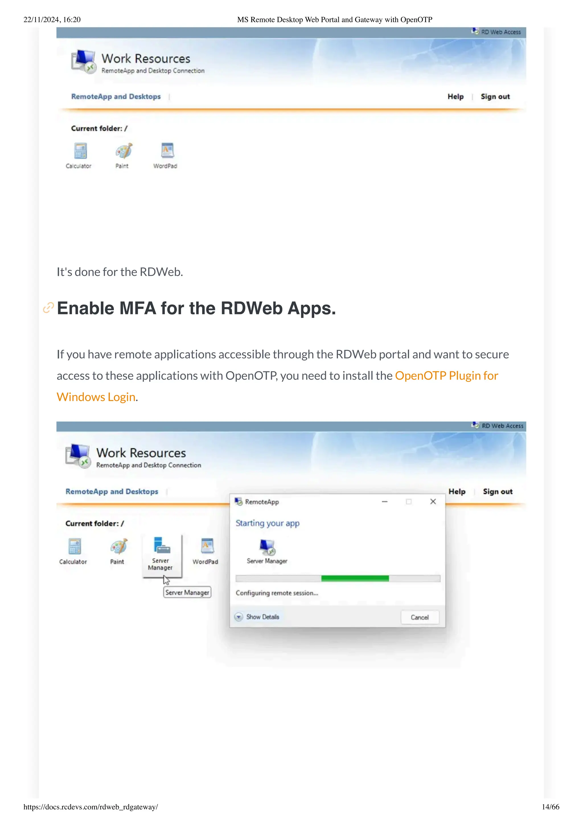 MS Remote Desktop Web Portal and Gateway With OpenOTP | PDF