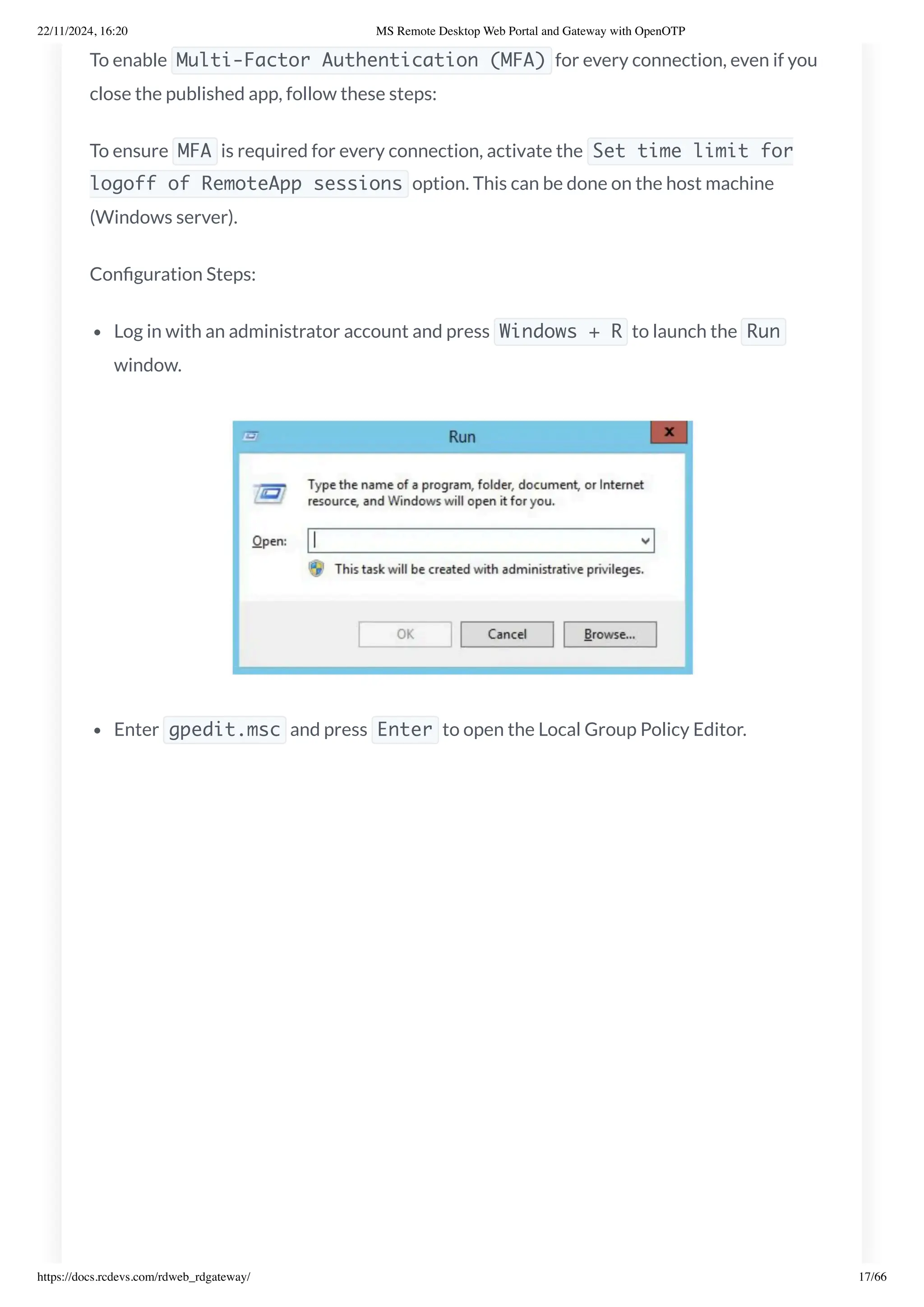 MS Remote Desktop Web Portal and Gateway With OpenOTP | PDF