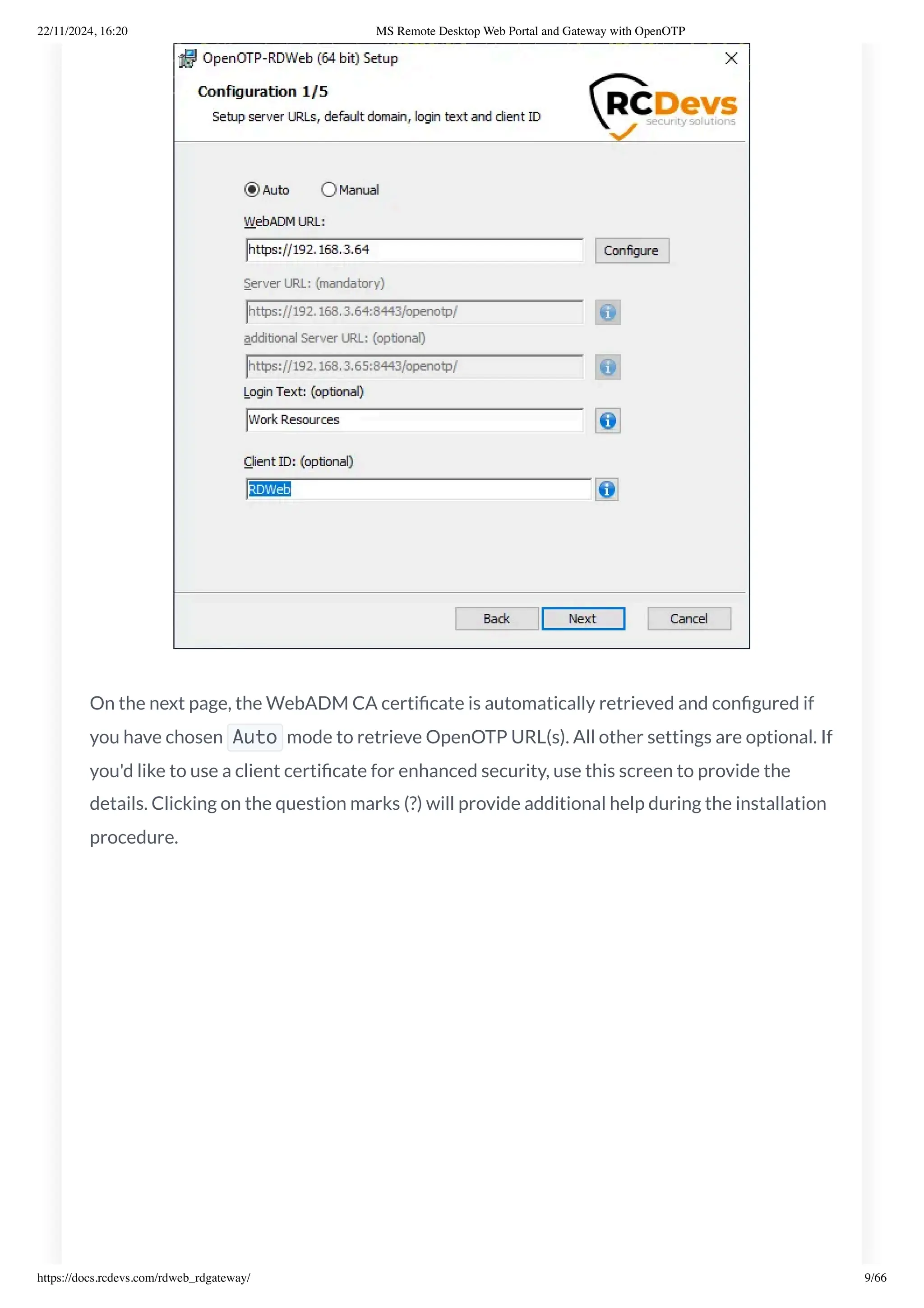 MS Remote Desktop Web Portal and Gateway With OpenOTP | PDF
