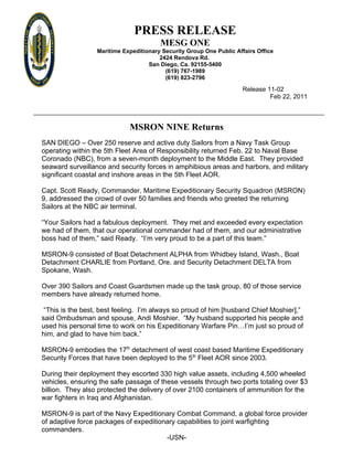 Msron 9 Returns | DOC