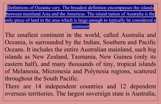 MS SAJJDALODHI NOTES BASED ON IGCSETOPIC COUNTRIES OF AUSTRALIA(OCEANIA ...