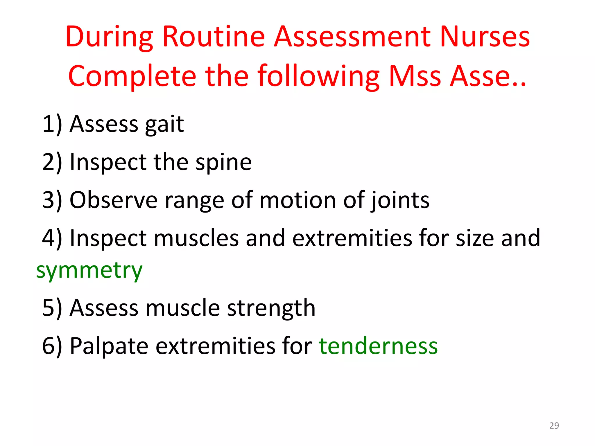MSS ASSESSMENT 2.pptx | Bone and Joint Conditions | Diseases and Conditions