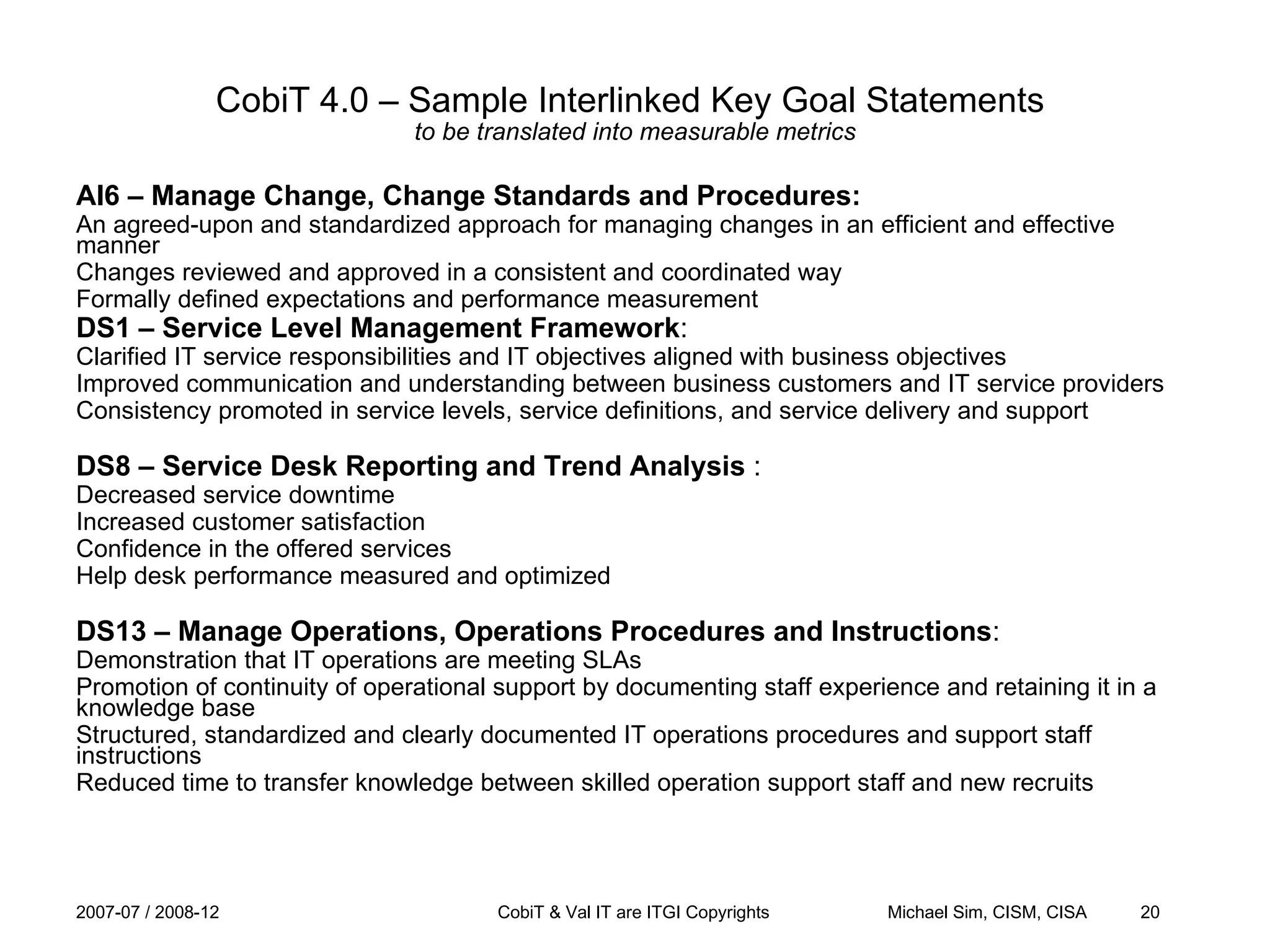 CobiT, Val IT & Balanced Scorecards | ODP