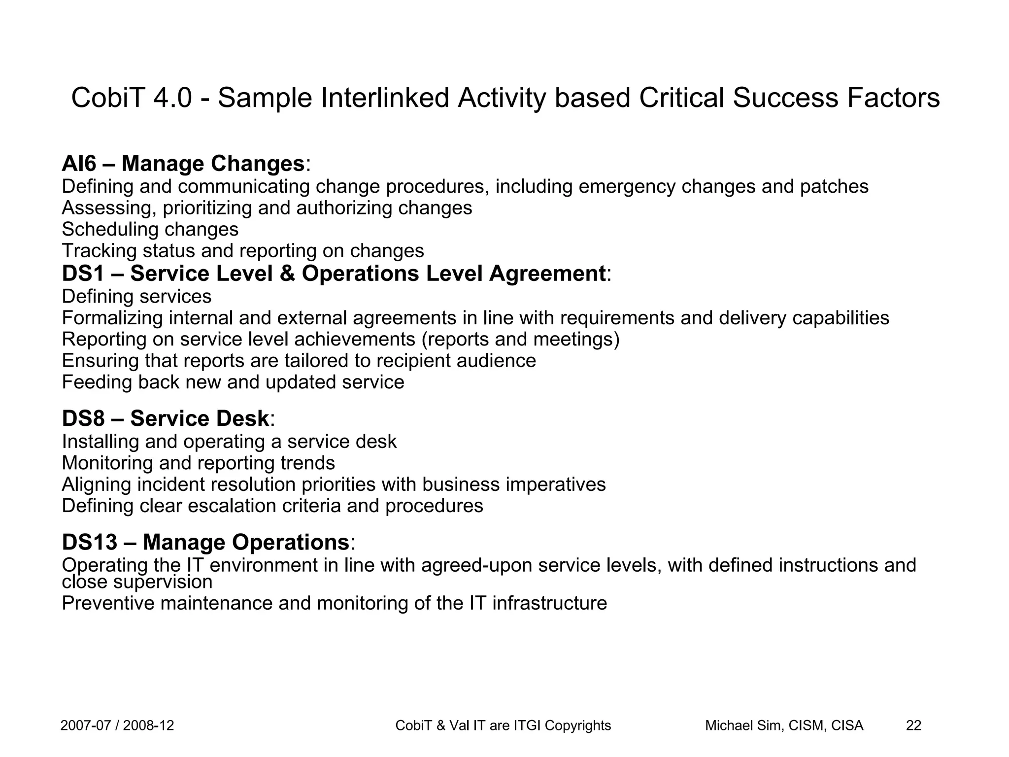 CobiT, Val IT & Balanced Scorecards | ODP