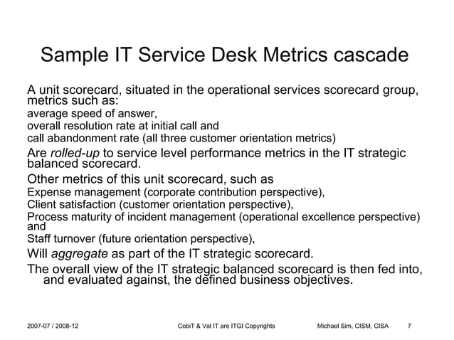 CobiT, Val IT & Balanced Scorecards | ODP | Computer Software and ...