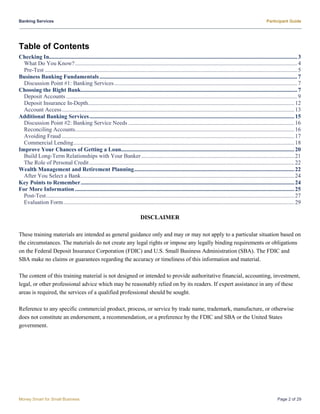Participant Guide banking services | PDF