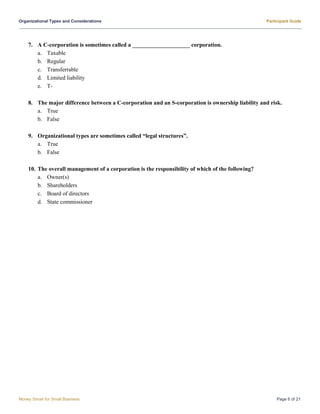 Participant Guide org types | PDF