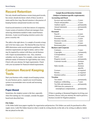 Participant Guide record keeping | PDF