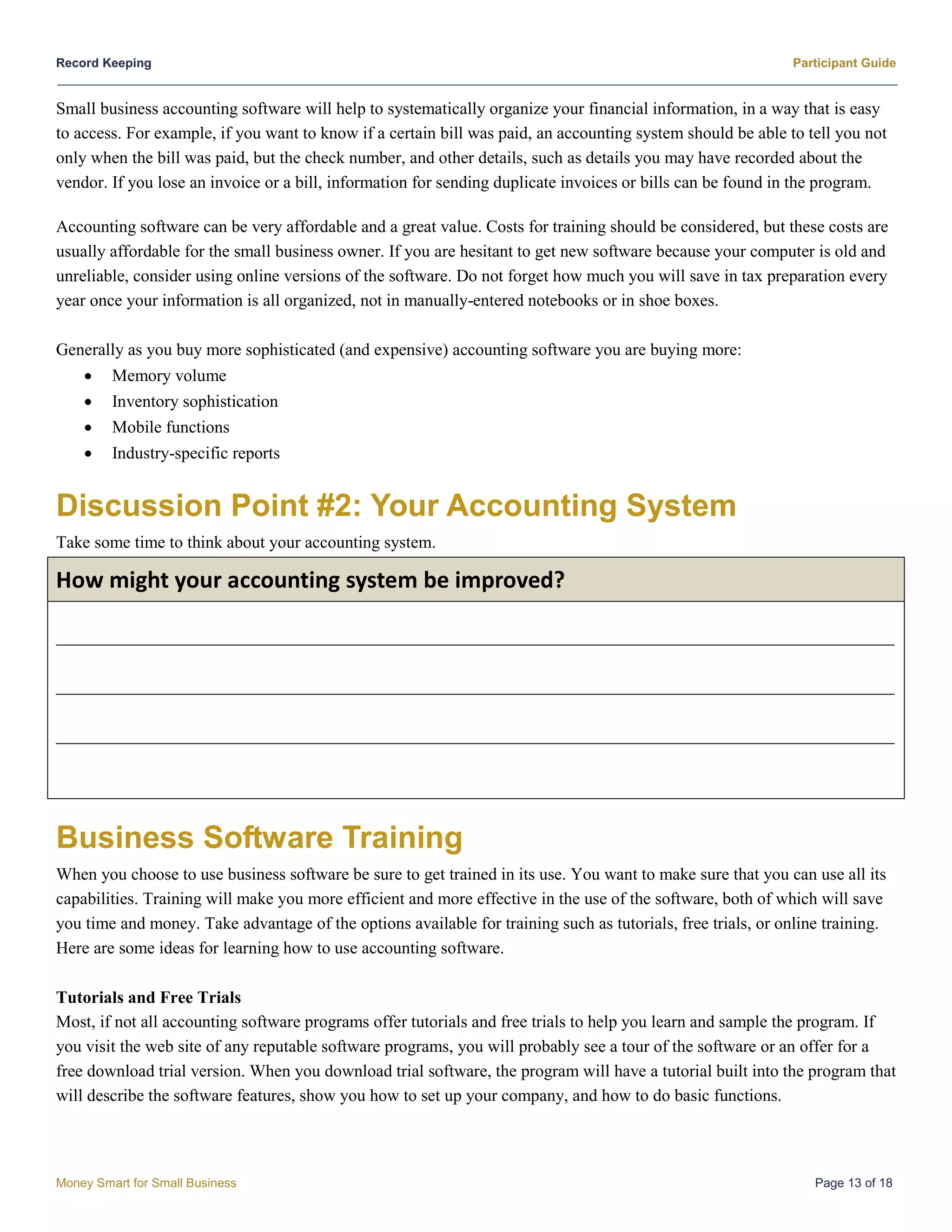 Record Keeping Participant Guide | PDF