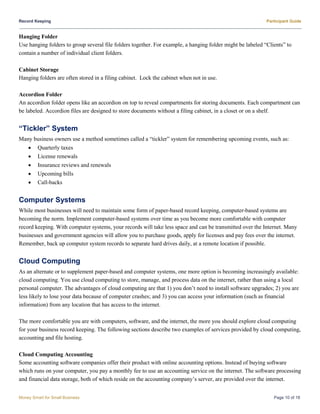 Record Keeping Participant Guide | PDF