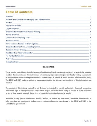 Record Keeping Participant Guide | PDF