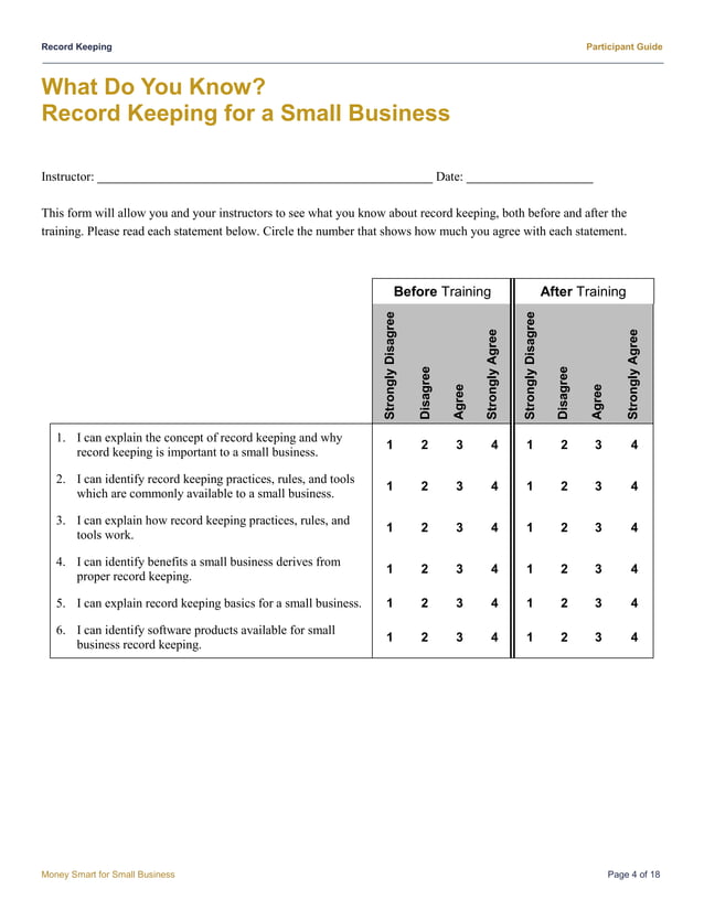 Record Keeping Participant Guide | PDF