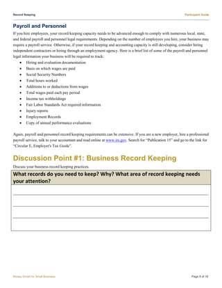 Record Keeping Participant Guide | PDF