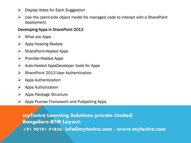 The Best MS Sharepoint 2013 Development in Bangalore | PDF