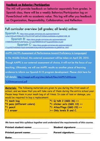 Ms spanish syllabus 2014 15 | PDF