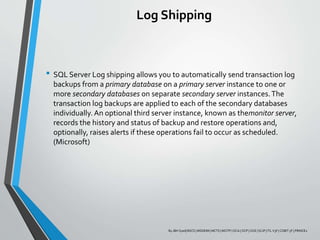 SQL Server Disaster Recovery Implementation | PPT