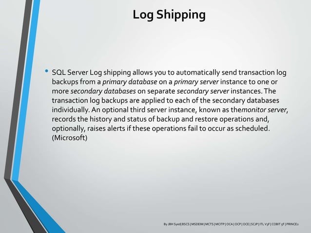 SQL Server Disaster Recovery Implementation | PPT