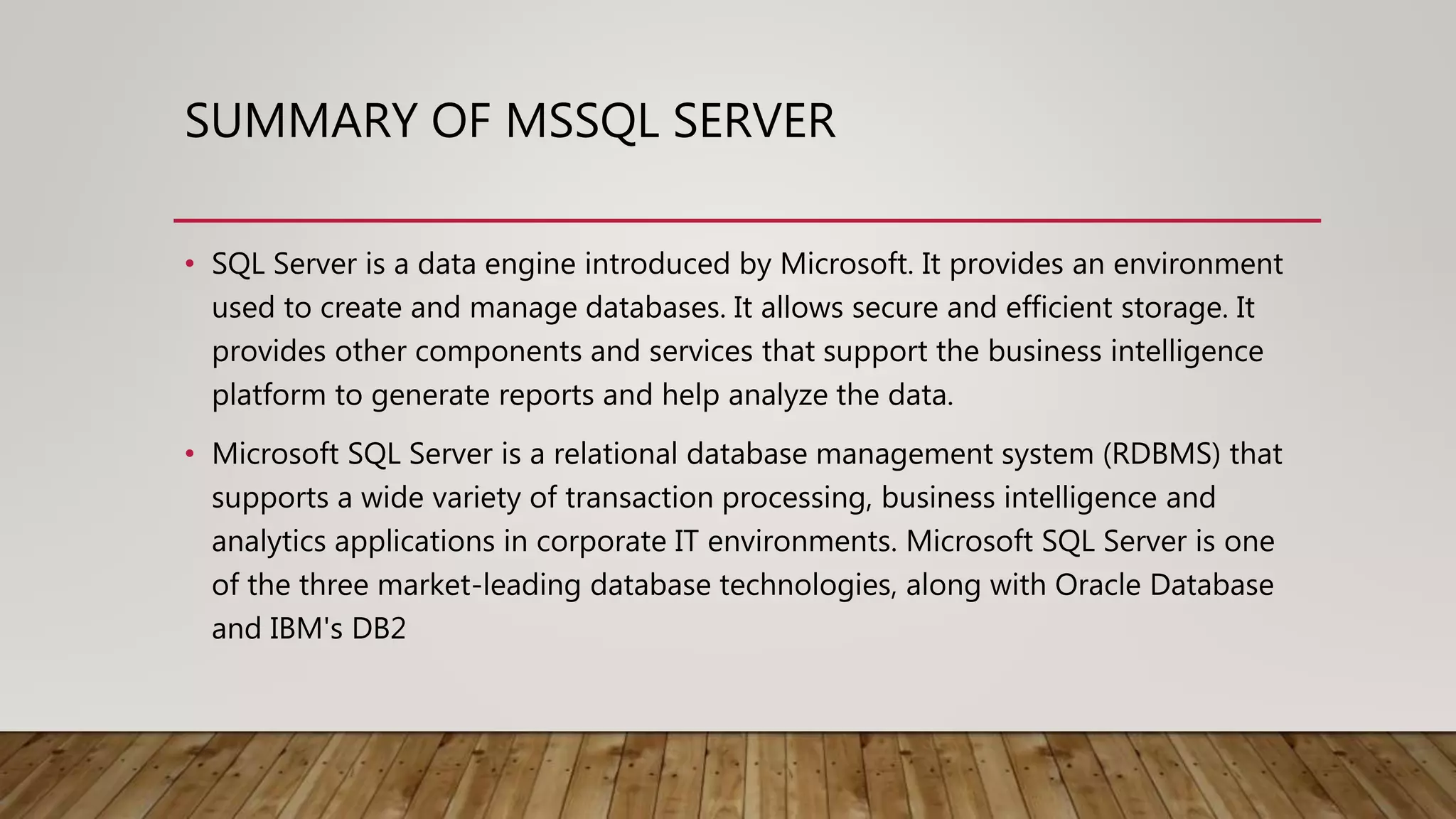 MSSQL SERVER | PPT