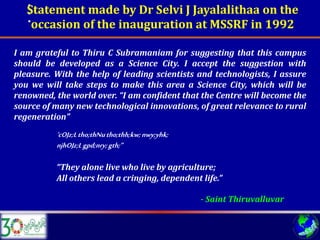 MSSRF looking back and forward 26 september 2020 chennai | PPT