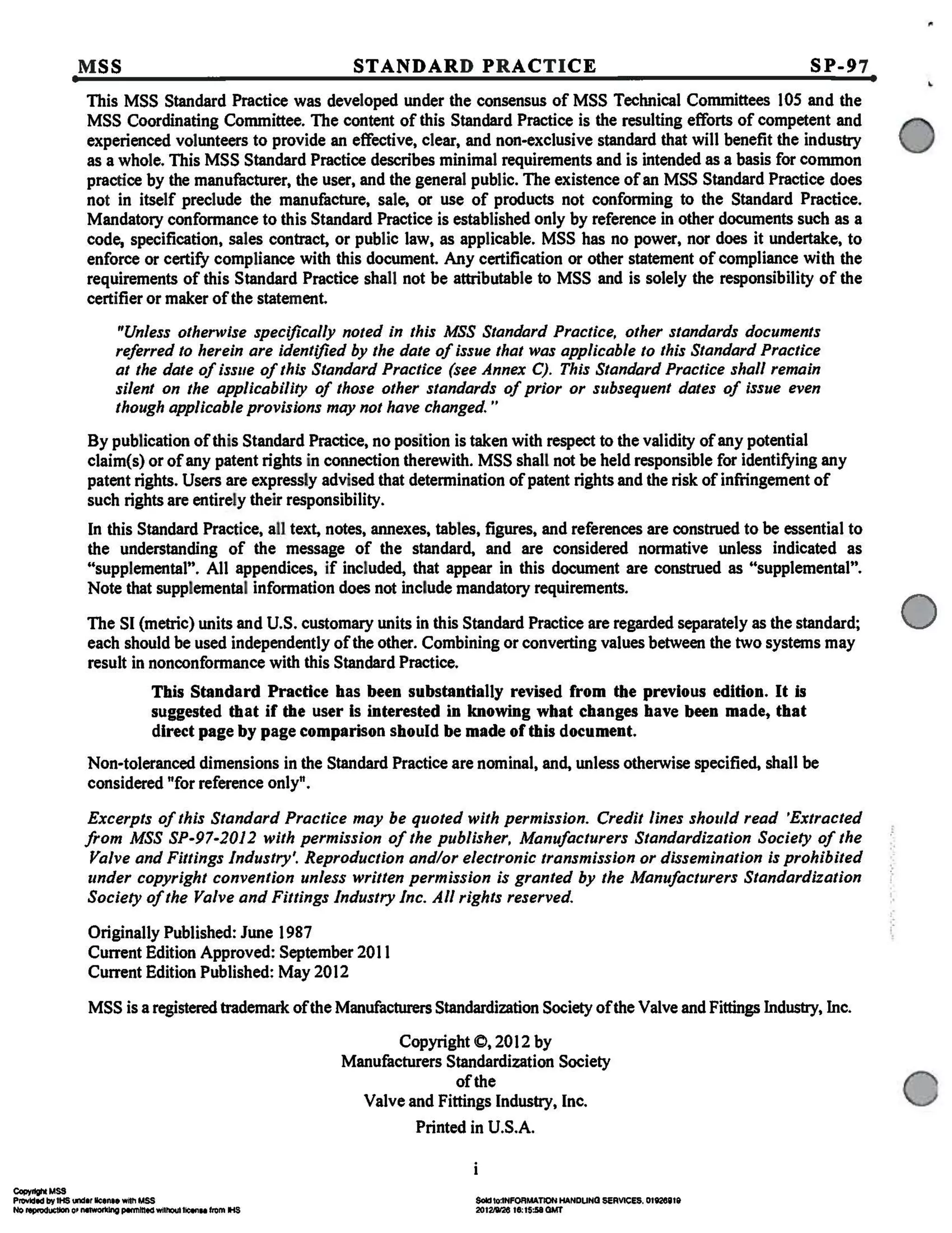 MSS SP-97 -2012 | PDF