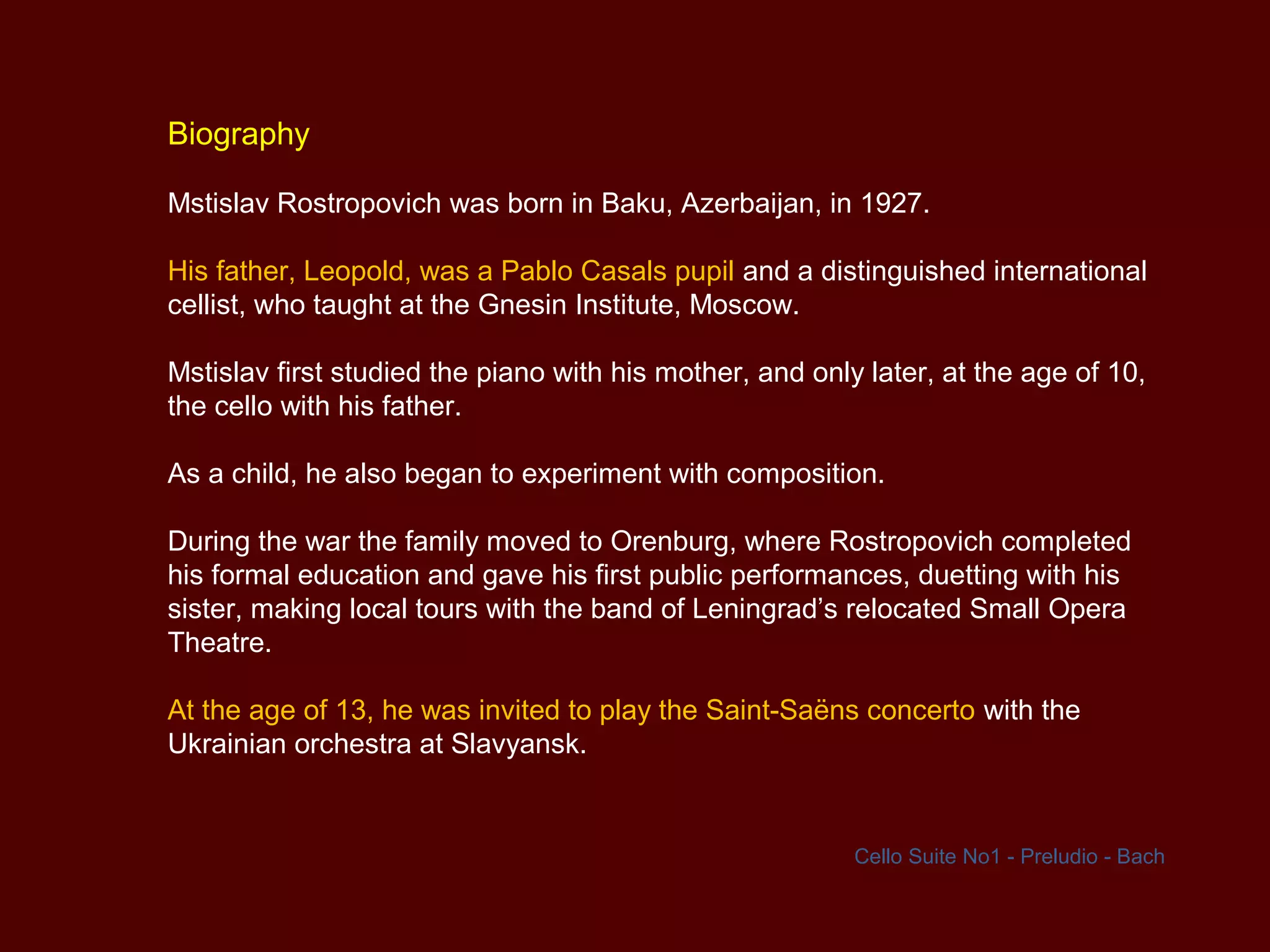 Mstislav Rostropovich - Biography | PPS