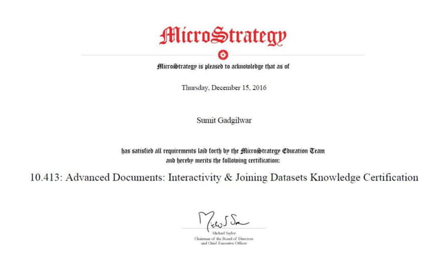 MicroStrategy certifications | PPTX