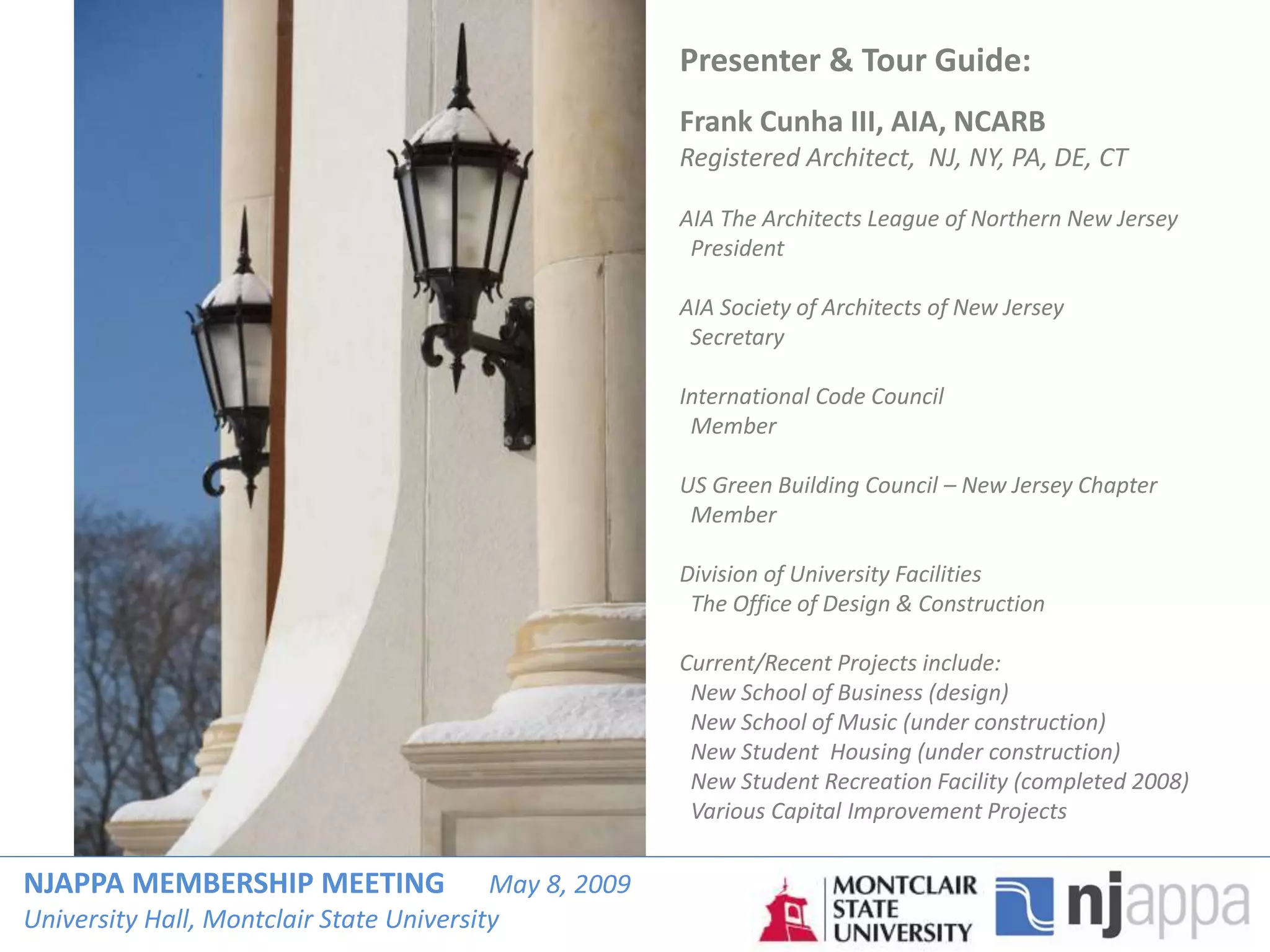 Presentation & Building Tour of University Hall (APPA 2009) | PPTX