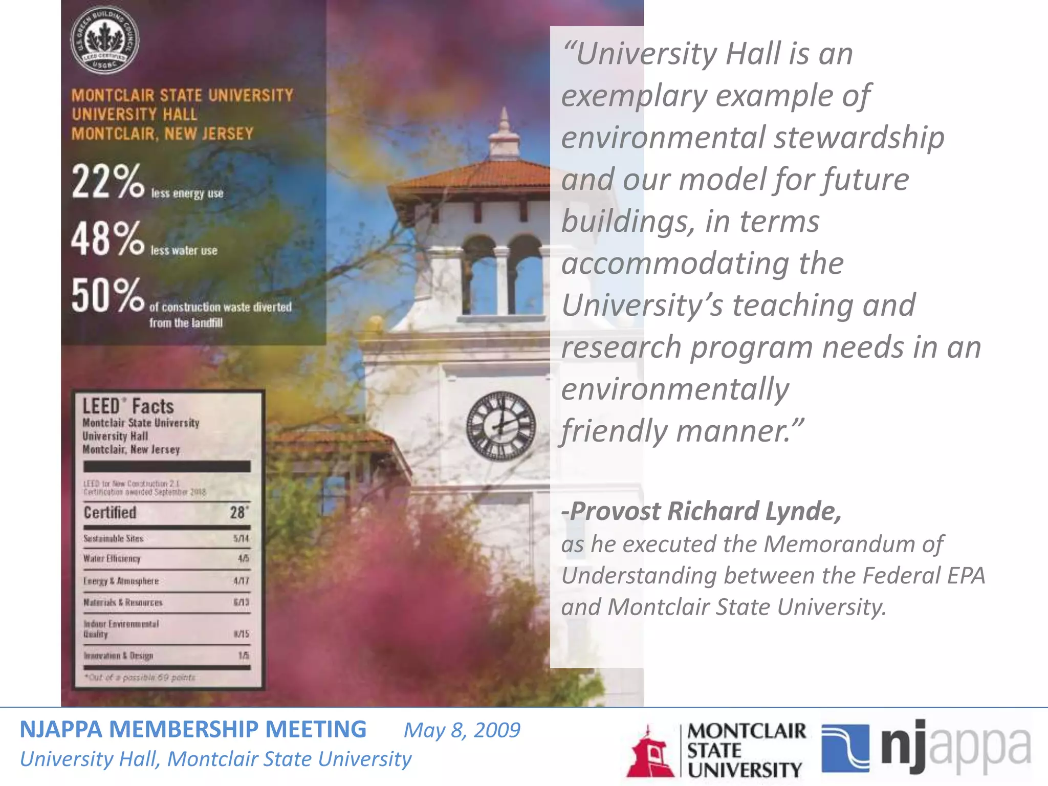 Presentation & Building Tour of University Hall (APPA 2009) | PPTX