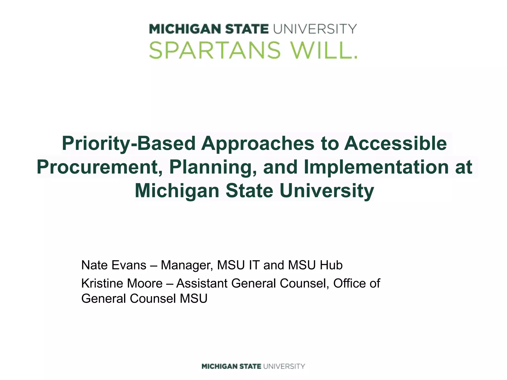 Priority-Based Approaches to Accessible Procurement, Planning, and ...