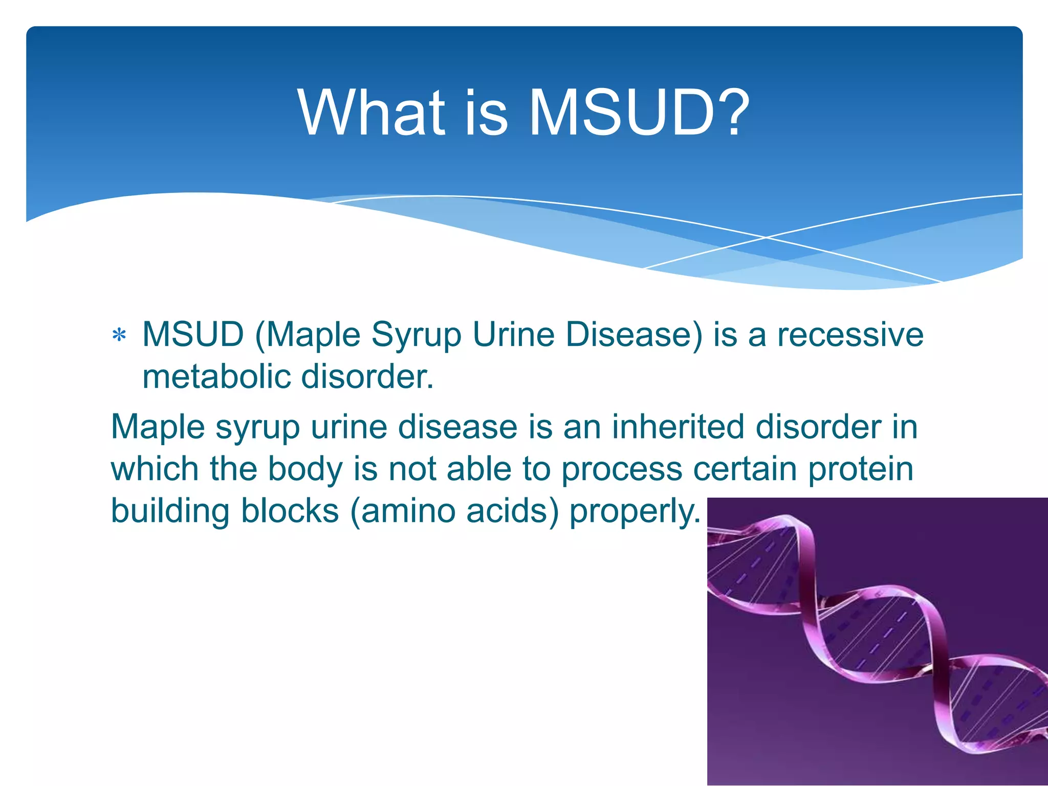MSUD disease short presentation | PPTX