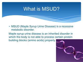MSUD disease short presentation | PPTX