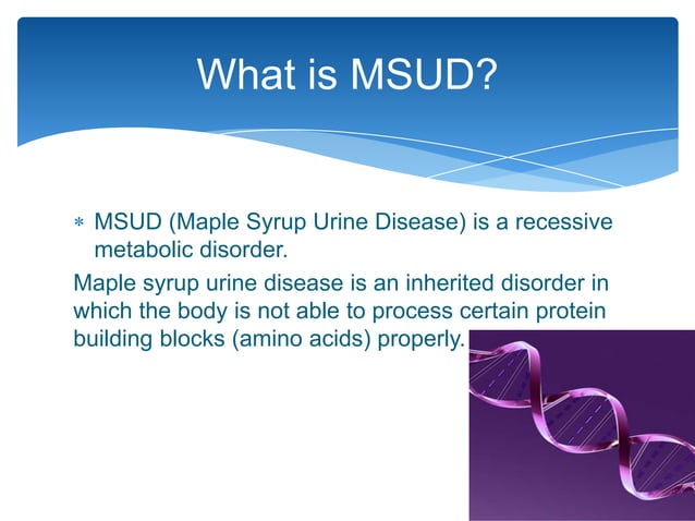 MSUD disease short presentation | PPTX