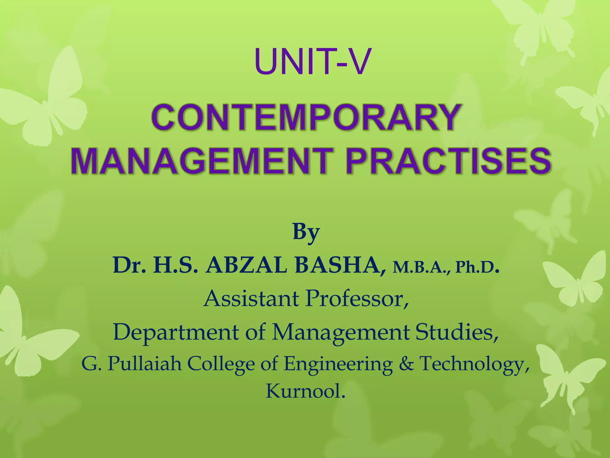 Contemporary Management Practices | PPTX