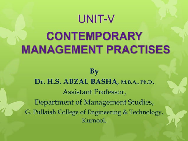 Contemporary Management Practices | PPTX | Logistics | Business