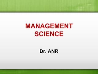 Management Science Unit 1 | PPT