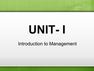 Management Science Unit 1 | PPT