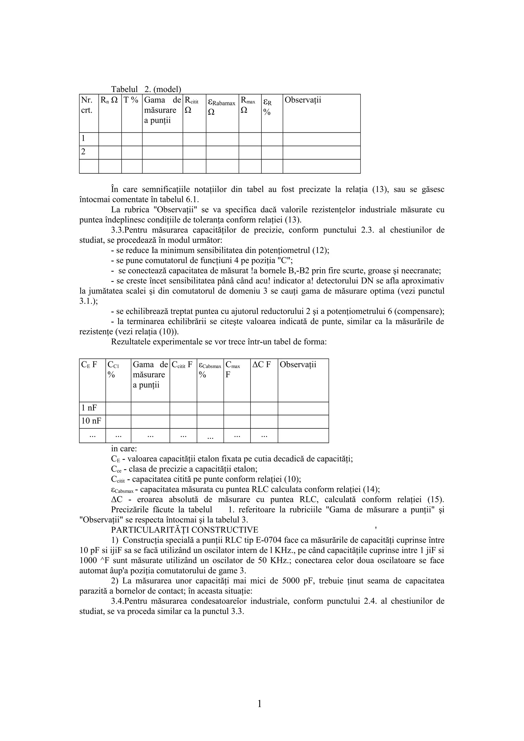 Măsurări de rezistente cu puntea wheatstone | DOC