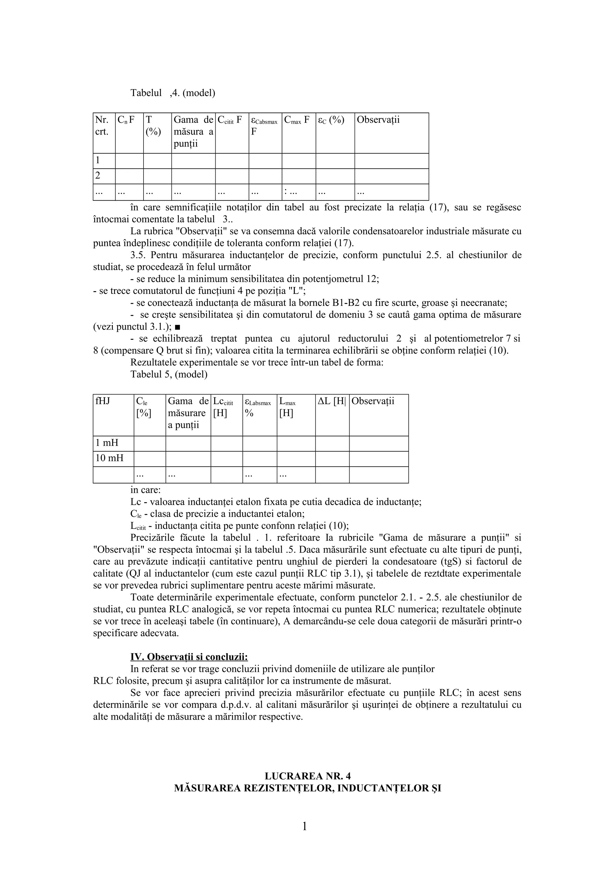 Măsurări de rezistente cu puntea wheatstone | DOC