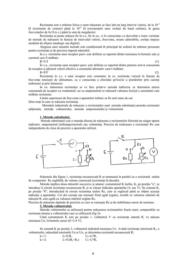 Măsurări de rezistente cu puntea wheatstone | DOC