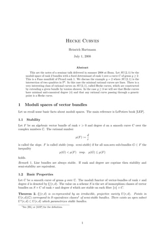 Hecke Curves and Moduli spcaes of Vector Bundles | PDF