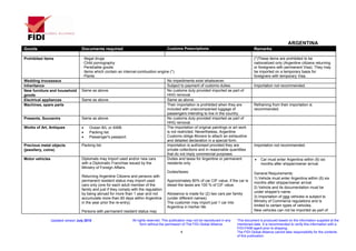 Customs Rules & regulation for moving to Argentina | PDF