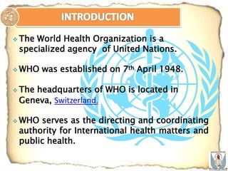 World Health Organization, Msw 2nd semester, Jomon Joseph | PPTX