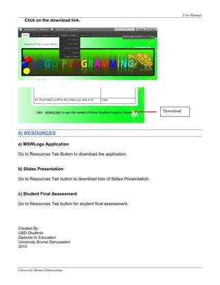 Msw logo application user manual for teacher | DOC
