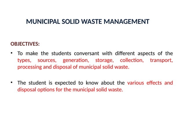 20CE803PE MUNICIPAL SOLID WASTE MANAGEMENT | PPTX