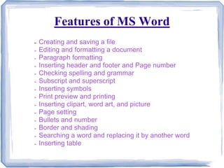 msword - office word basics and presenta | PPT