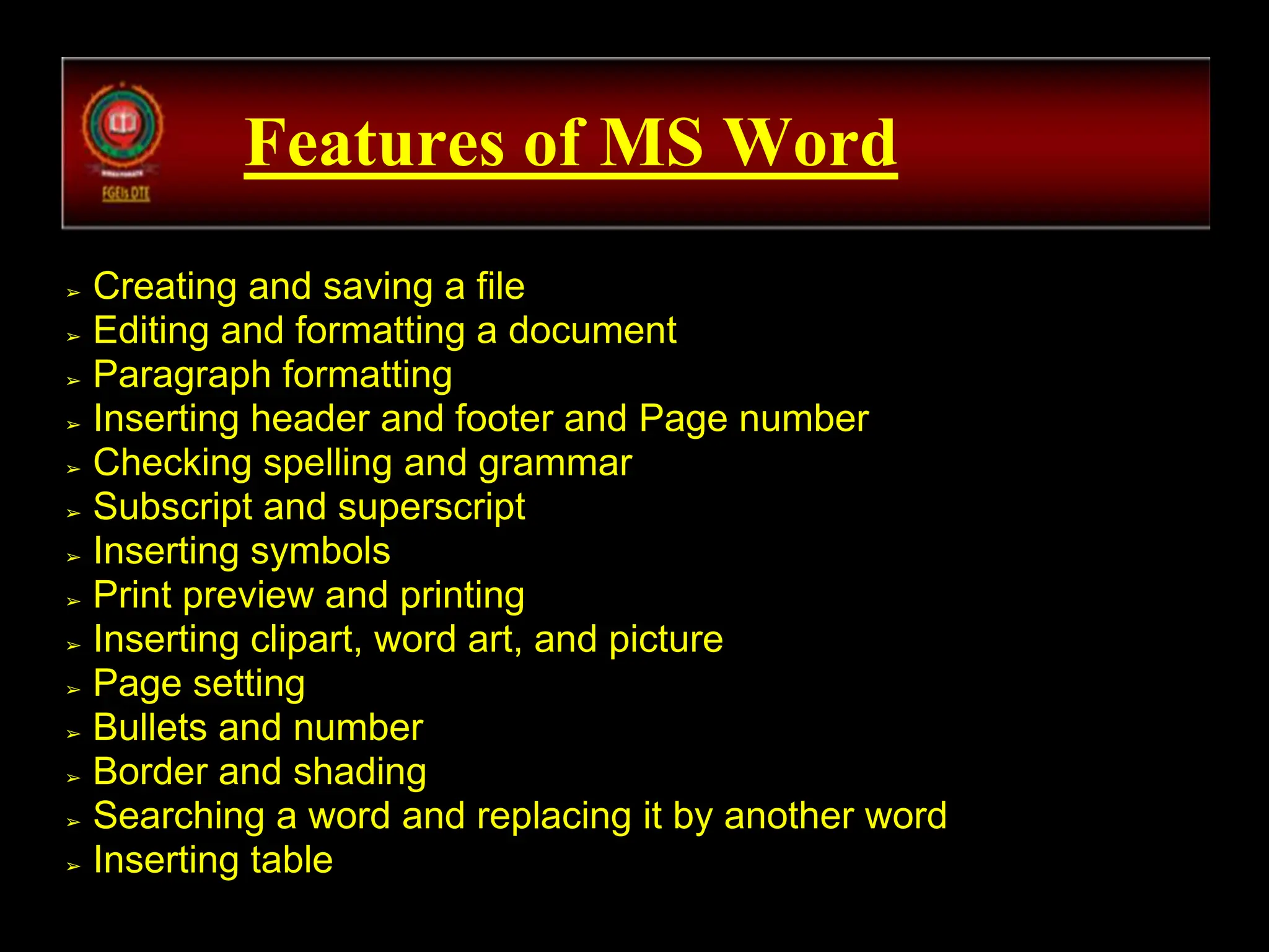 MS Word introduction document for beginners. | PPTX